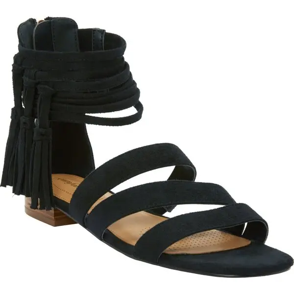 COMFORTVIEW Eleni Gladiator Sandal With Tassel Detail - Black