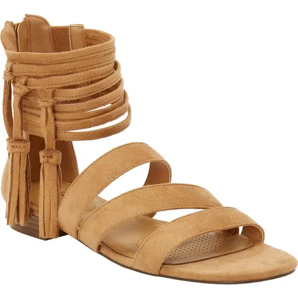 COMFORTVIEW Eleni Gladiator Sandal With Tassel Detail - Tan