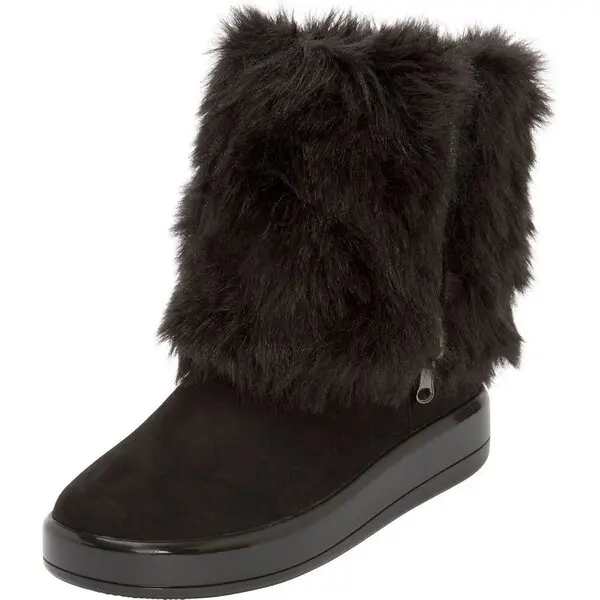 COMFORTVIEW The Shai Convertible Boot With Faux Fur Cuff - Black