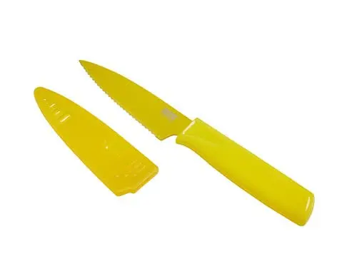 KUHN RIKON Colori Non-stick Serrated Paring Knife With Safety Sheath - Yellow