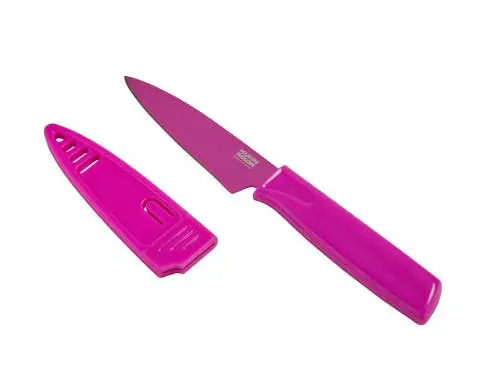 KUHN RIKON Colori Non-stick Straight Paring Knife With Safety Sheath - Fuchsia