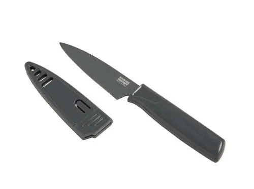 KUHN RIKON Colori Non-stick Straight Paring Knife With Safety Sheath - Gray