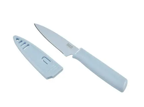KUHN RIKON Colori Non-stick Straight Paring Knife With Safety Sheath - Light Blue
