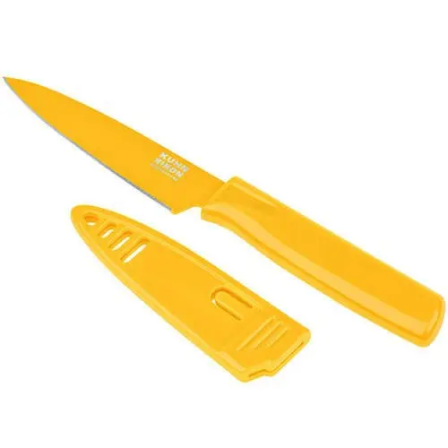 KUHN RIKON Colori Non-stick Straight Paring Knife With Safety Sheath - Yellow