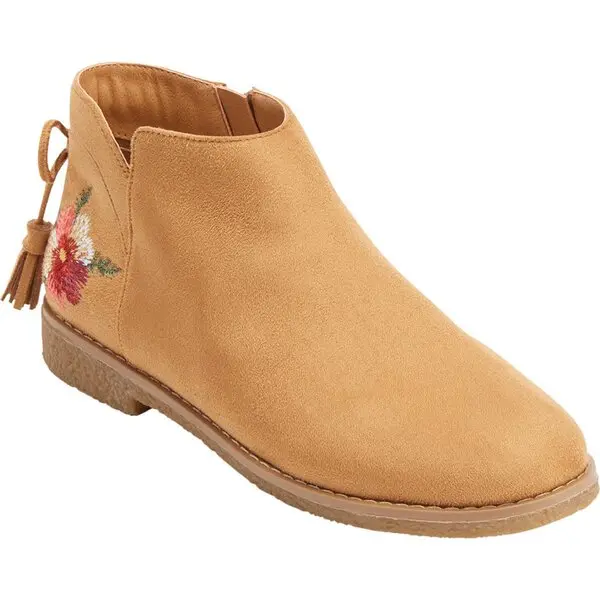 COMFORTVIEW The Sienna Bootie Embroidered Suede-like Ankle Boots - Tan