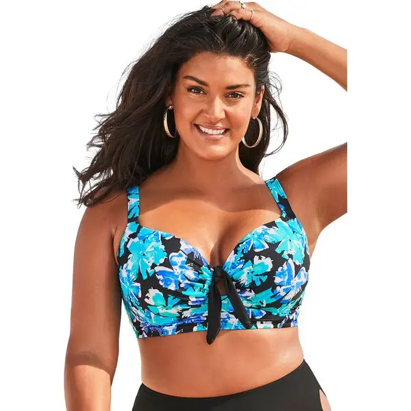SWIMSUITS FOR ALL Confidante Bra Sized Underwire Bikini Top - Blue