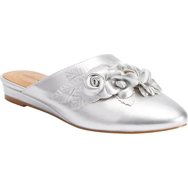 COMFORTVIEW Ayla Embellished Slip-on Mules - Silver