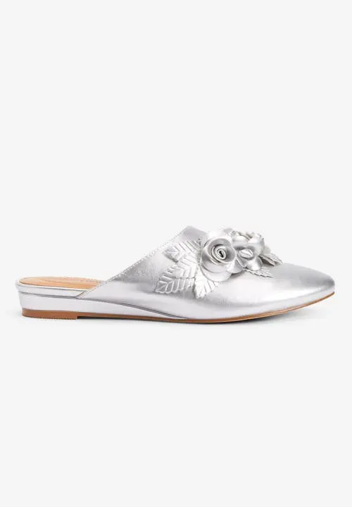 COMFORTVIEW Ayla Embellished Slip-on Mules - Silver