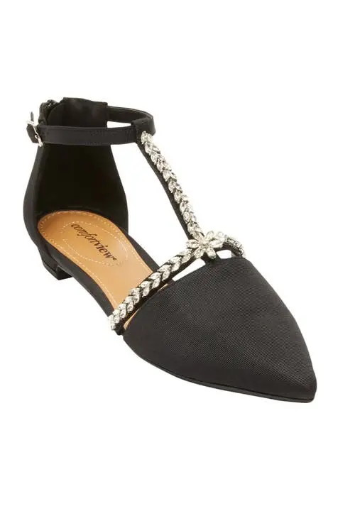 COMFORTVIEW The Clove Flat With Embellished T-strap And Buckled Ankle