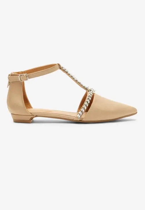 COMFORTVIEW The Clove Flat With Embellished T-strap And Buckled Ankle