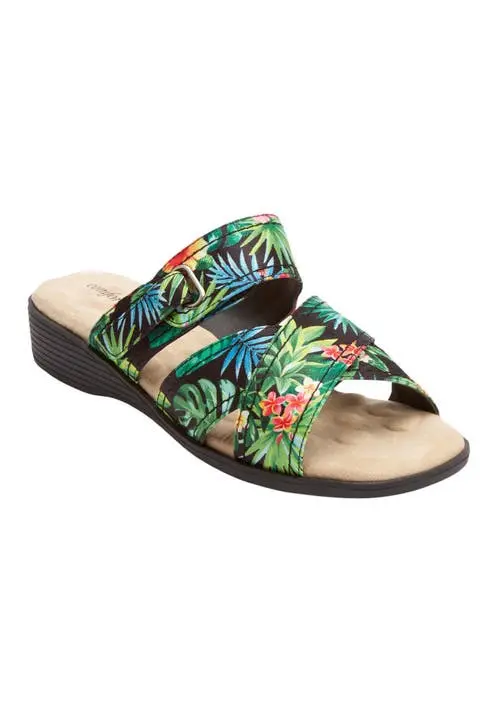COMFORTVIEW Pandora Sandal - Black Floral