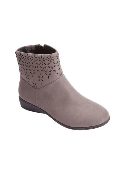COMFORTVIEW Suede-like Upper Ankle Booties - Grey