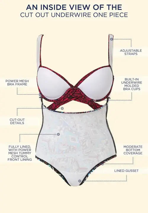 SWIMSUITS FOR ALL Cut Out Underwire One Piece Swimsuit