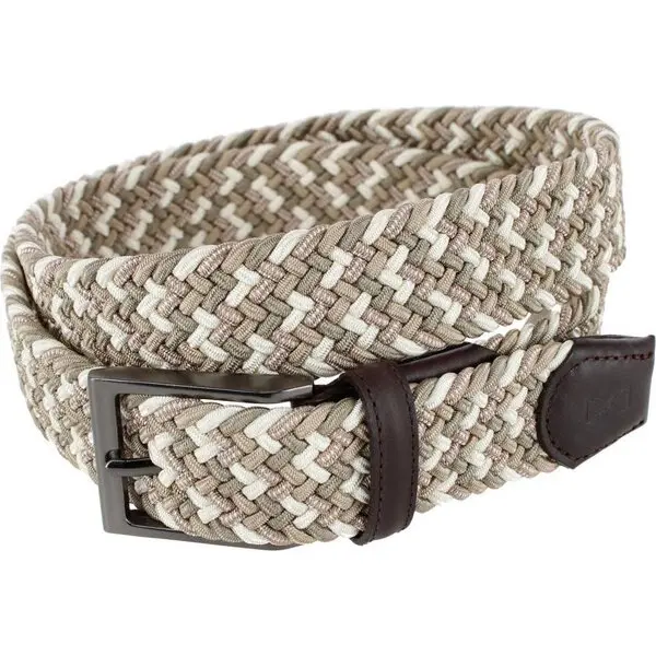 Trafalgar Edward 35mm European Weave Golf Braided Belt - Khaki