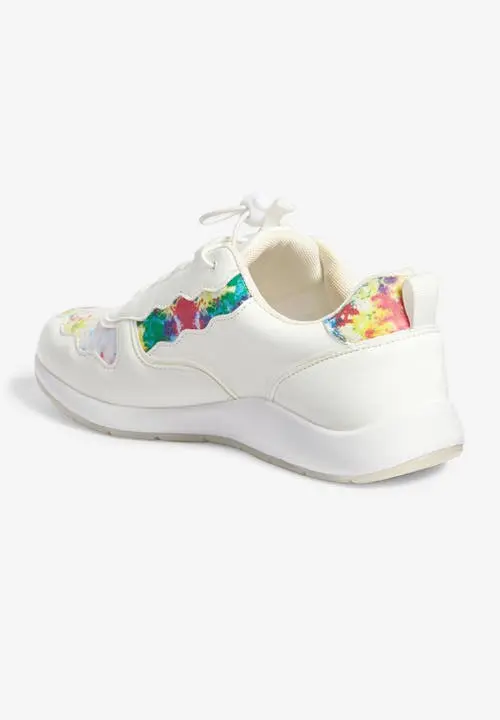 COMFORTVIEW Jolee Sneaker With Bungee Laces And Graphic Print - Black