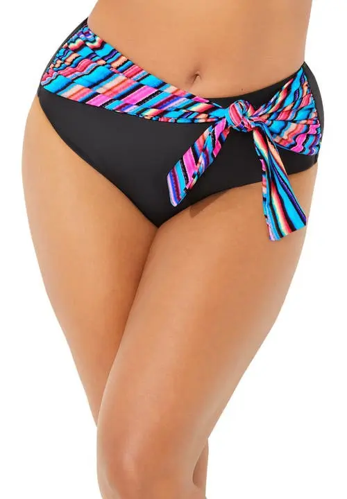 SWIMSUITS FOR ALL High Waist Sash Bikini Bottom - Multi Diagonal