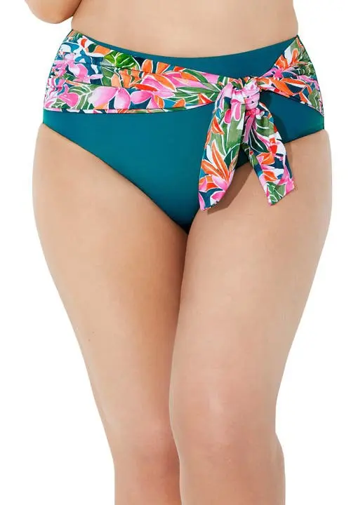 SWIMSUITS FOR ALL High Waist Sash Bikini Bottom - Summer Tropic