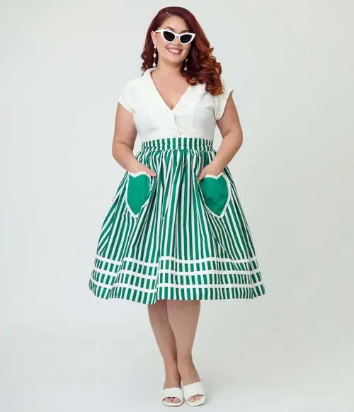 Unique Vintage Swing Skirt With Front Pockets