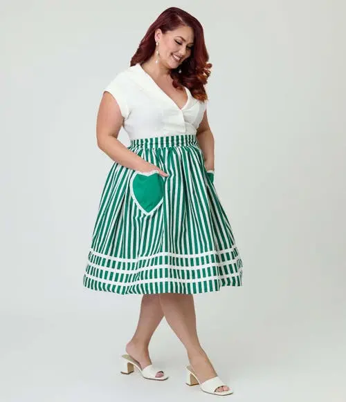 Unique Vintage Swing Skirt With Front Pockets