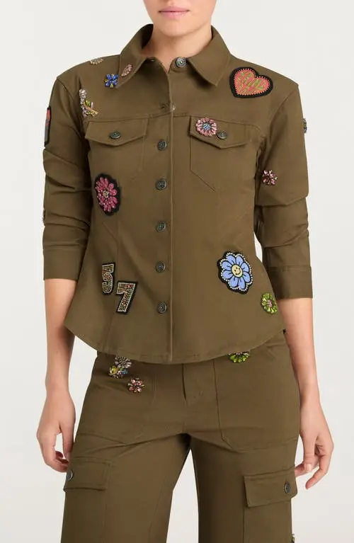 Cinq À Sept Retro Canyon Jacket With Patches - Dark Olive Multi