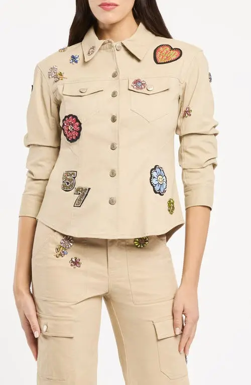 Cinq À Sept Retro Canyon Jacket With Patches - Khaki Multi