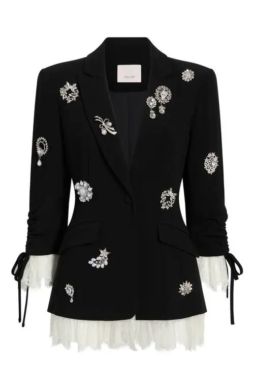 Cinq À Sept Roxie Crystal Brooch Blazer - Black/ivory