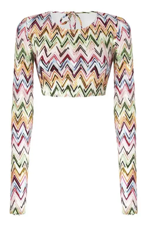 Missoni Printed Viscose Crop Top With Lace Detail - Multicoloured