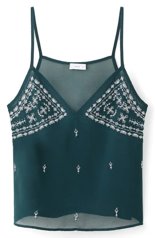 Mango Beaded Embroidered Top - Green