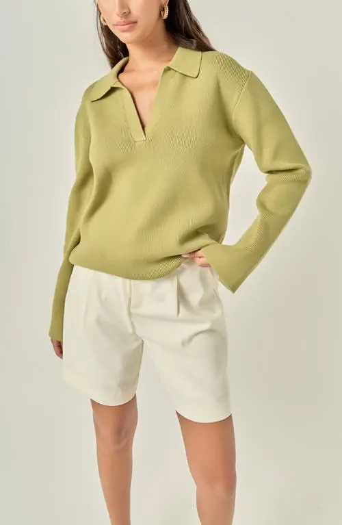English Factory Oversize Johnny Collar Sweater - Sage