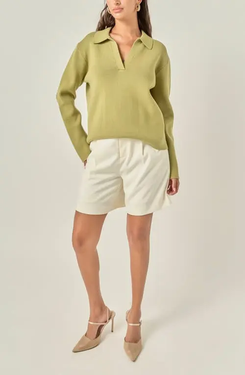 English Factory Oversize Johnny Collar Sweater - Sage