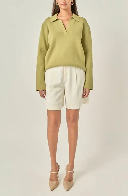 English Factory Oversize Johnny Collar Sweater - Sage