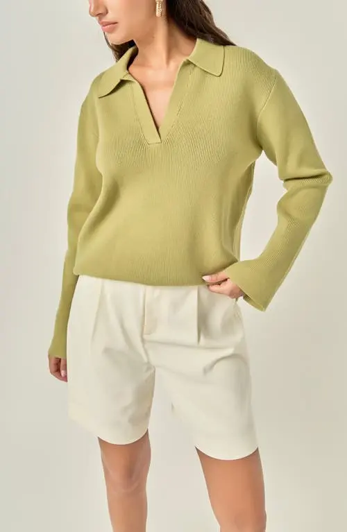 English Factory Oversize Johnny Collar Sweater - Sage