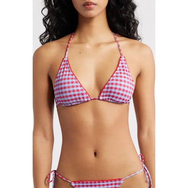 DAMSON MADDER Side Tie Bikini Bottom - Blue/red