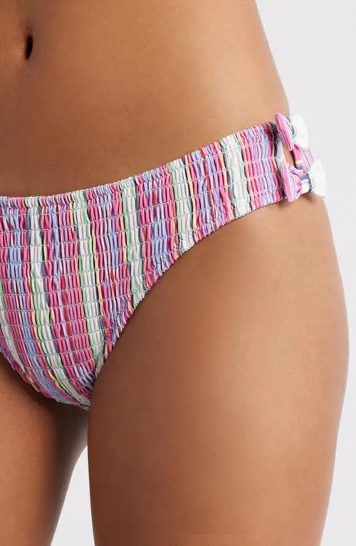 DAMSON MADDER Stripe Smocked Bow Bikini Bottom