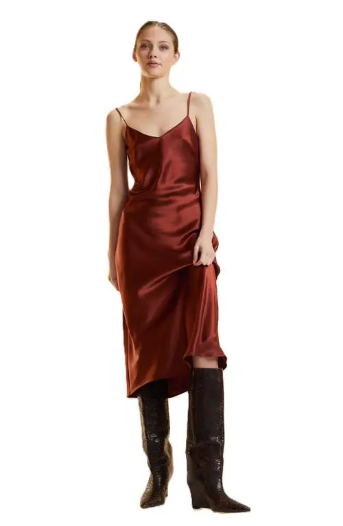 Cynthia Rowley Satin Slip Midi Dress