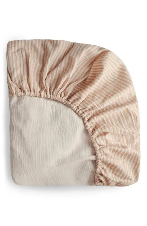 MUSHIE Extrasoft Cotton Muslin Crib Sheet - Natural Stripe