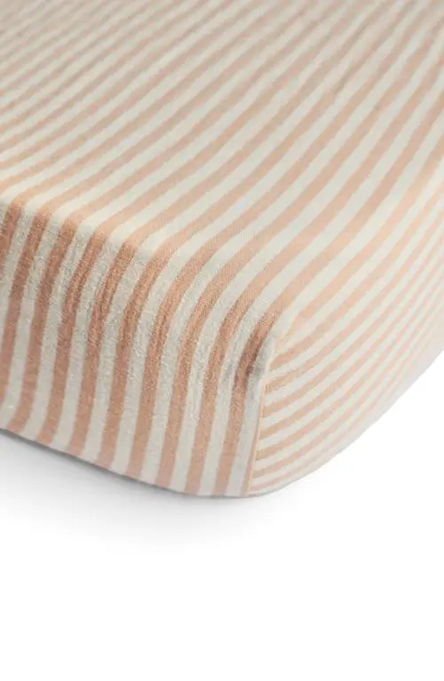 MUSHIE Extrasoft Cotton Muslin Crib Sheet - Natural Stripe