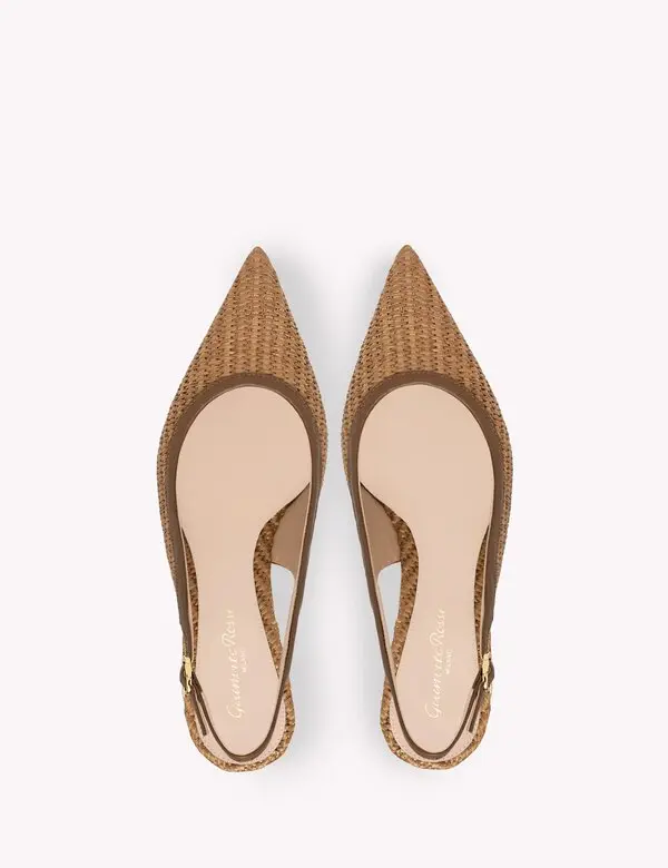 GIANVITO ROSSI Minorca Raffia Slingbacks