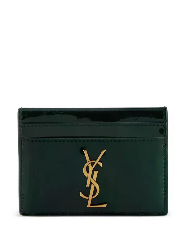 Saint Laurent Cassandre Patent-leather Cardholder - Green