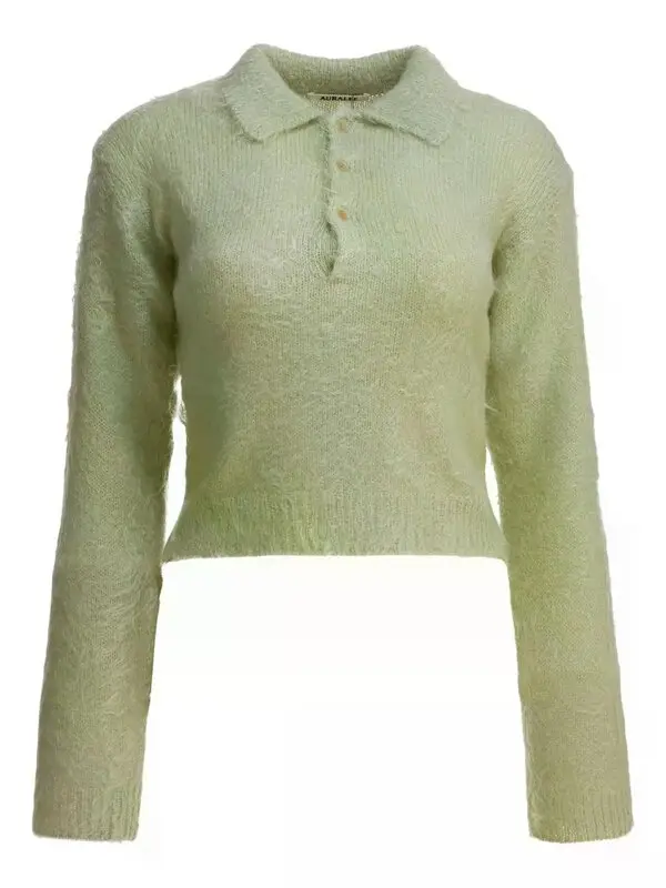 Auralee Brushed Wool Polo Sweater