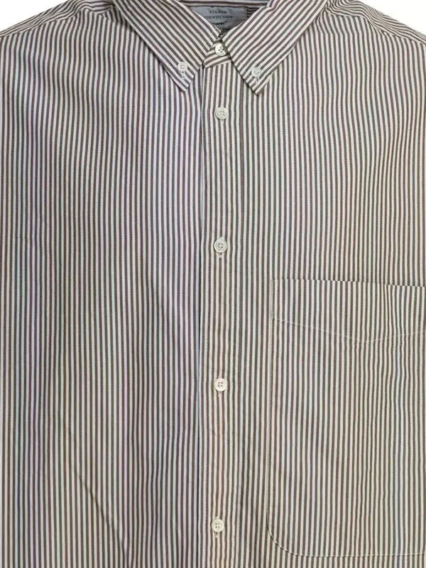 BEAMS Lisa Striped Chest-pocket Shirt - Brown