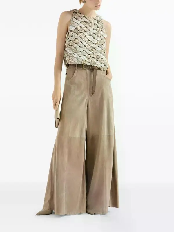 Brunello Cucinelli Suede Trousers With Monili Detailing