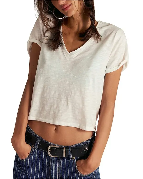 Free People Take 2 V-neck T-shirt - Clean Ivory