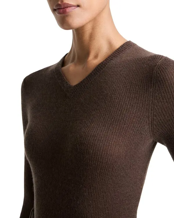 Vince High V-neck Top - Bark