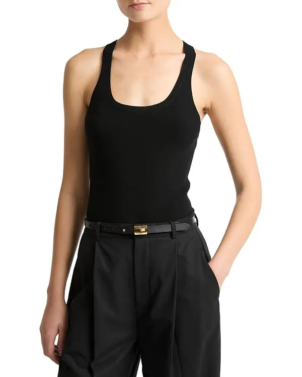 Vince Stretch Scoop Neck Tank Top - Black