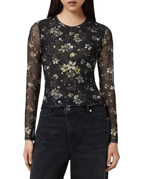 ALLSAINTS Ellie Mesh Top - Vine Black