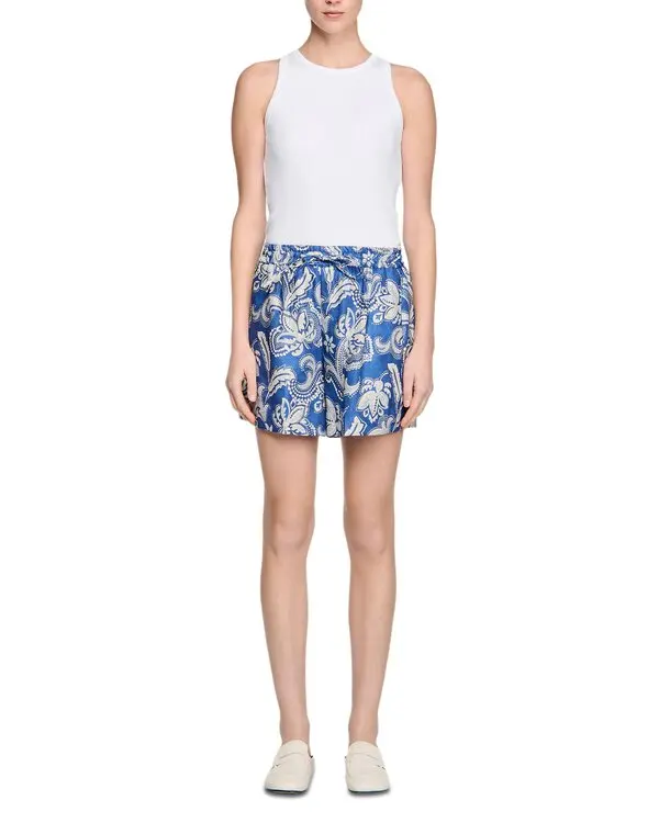 Sandro Floral Print Shorts