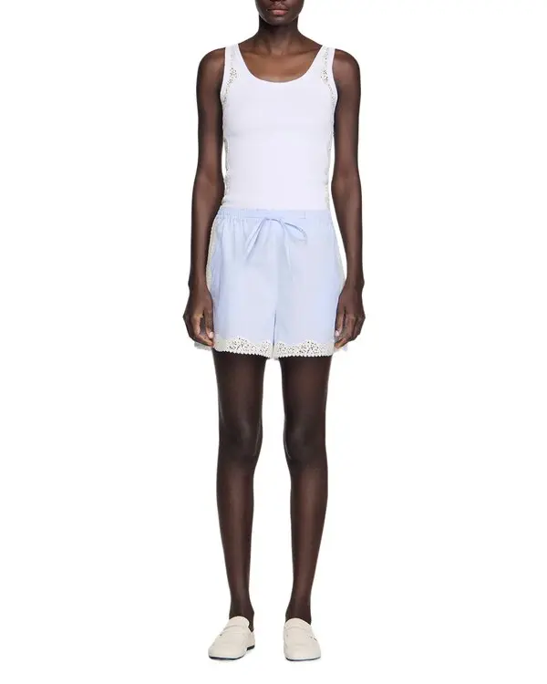 Sandro Lace Detail Shorts - Sky Blue