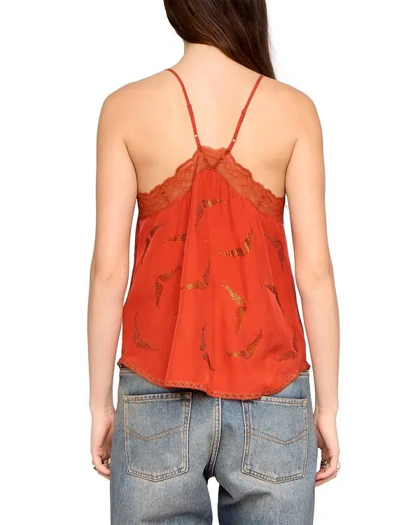 Zadig&Voltaire Christy Silk Camisole With Wing Embellishments - Spice
