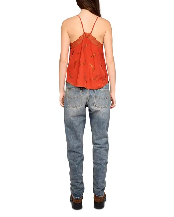 Zadig&Voltaire Christy Silk Camisole With Wing Embellishments - Spice